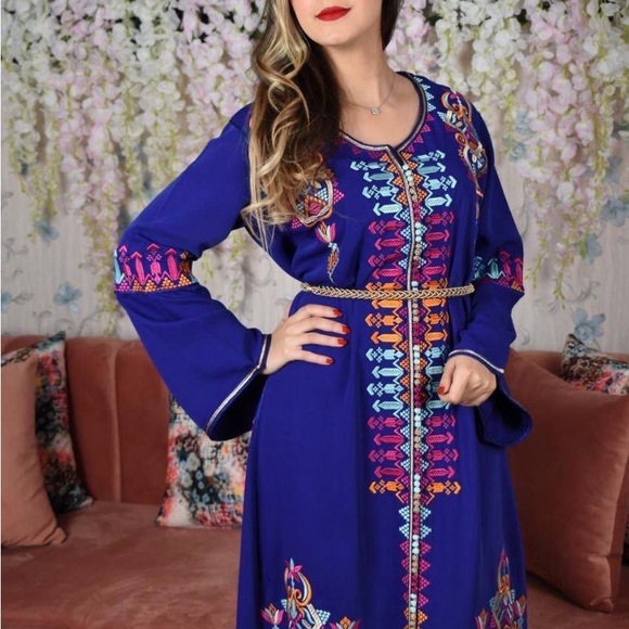 Kaftans | Beautiful Embroidered Blue Moroccan Kaftan | Poshmark